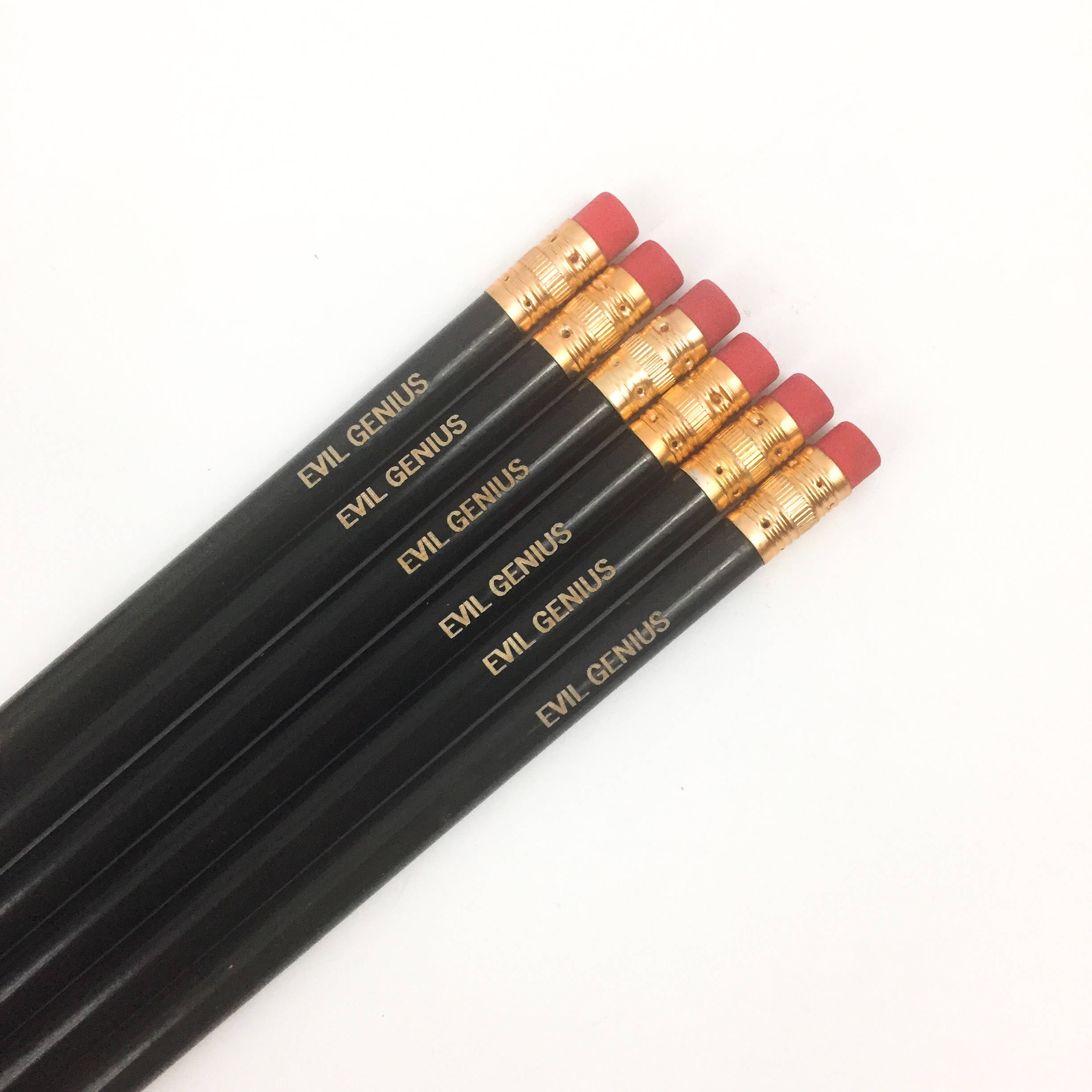 Evil Genius Engraved Personalized Pencil Set 6 Black Pencils. | Etsy UK