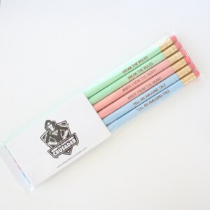 Resolution Pencil Set of Six in Teal. Engraved Pencils for Year Round ...