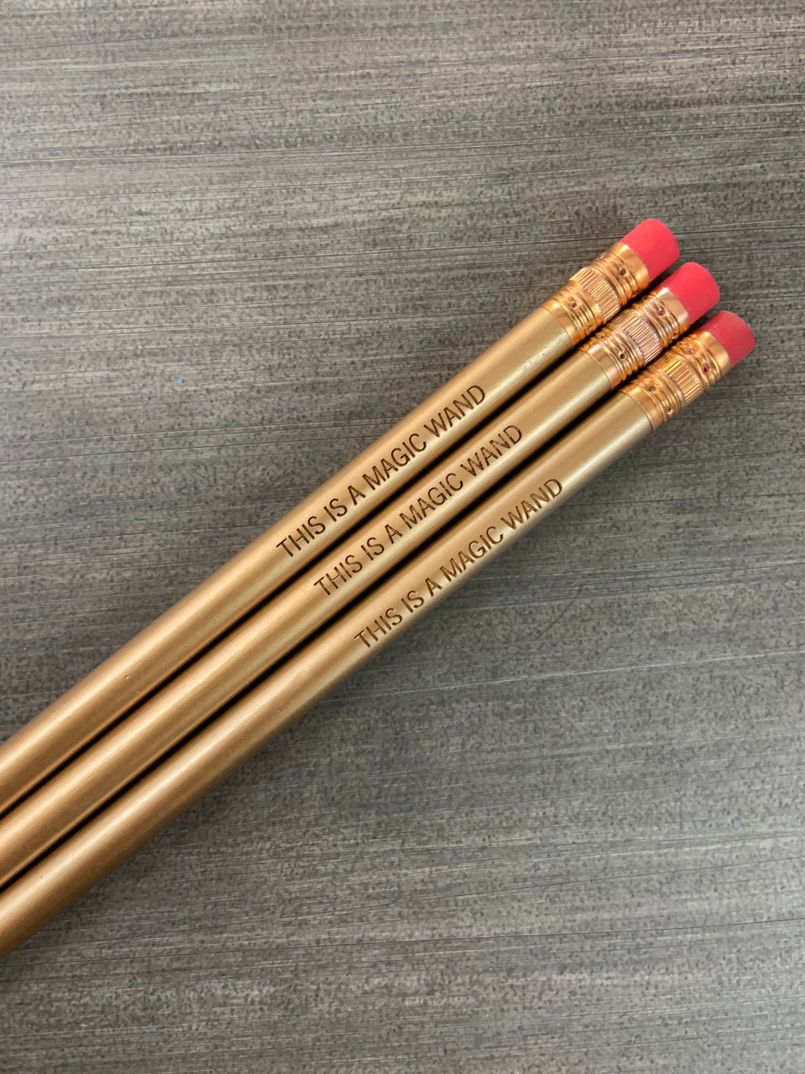 This is a Magic Wand Engraved Pencils Set in Gold. Back to | Etsy