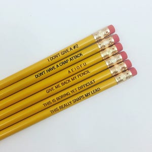 Mildly Rude Must Haves Personalized Pencil Set in Mustard. | Etsy