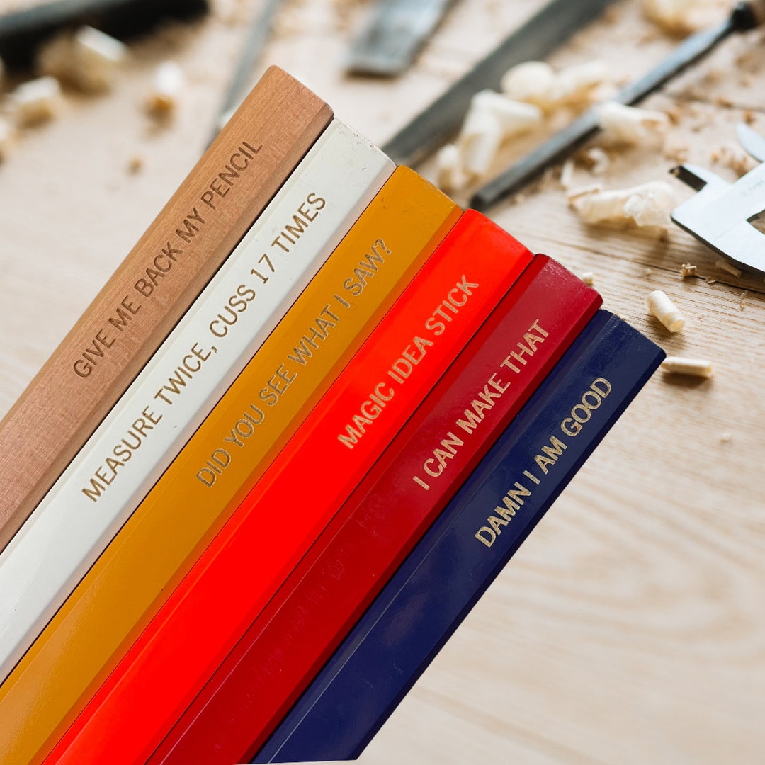 The Handyman Pencil Set Mix Quotes Six Wood Personalized Carpenter ...