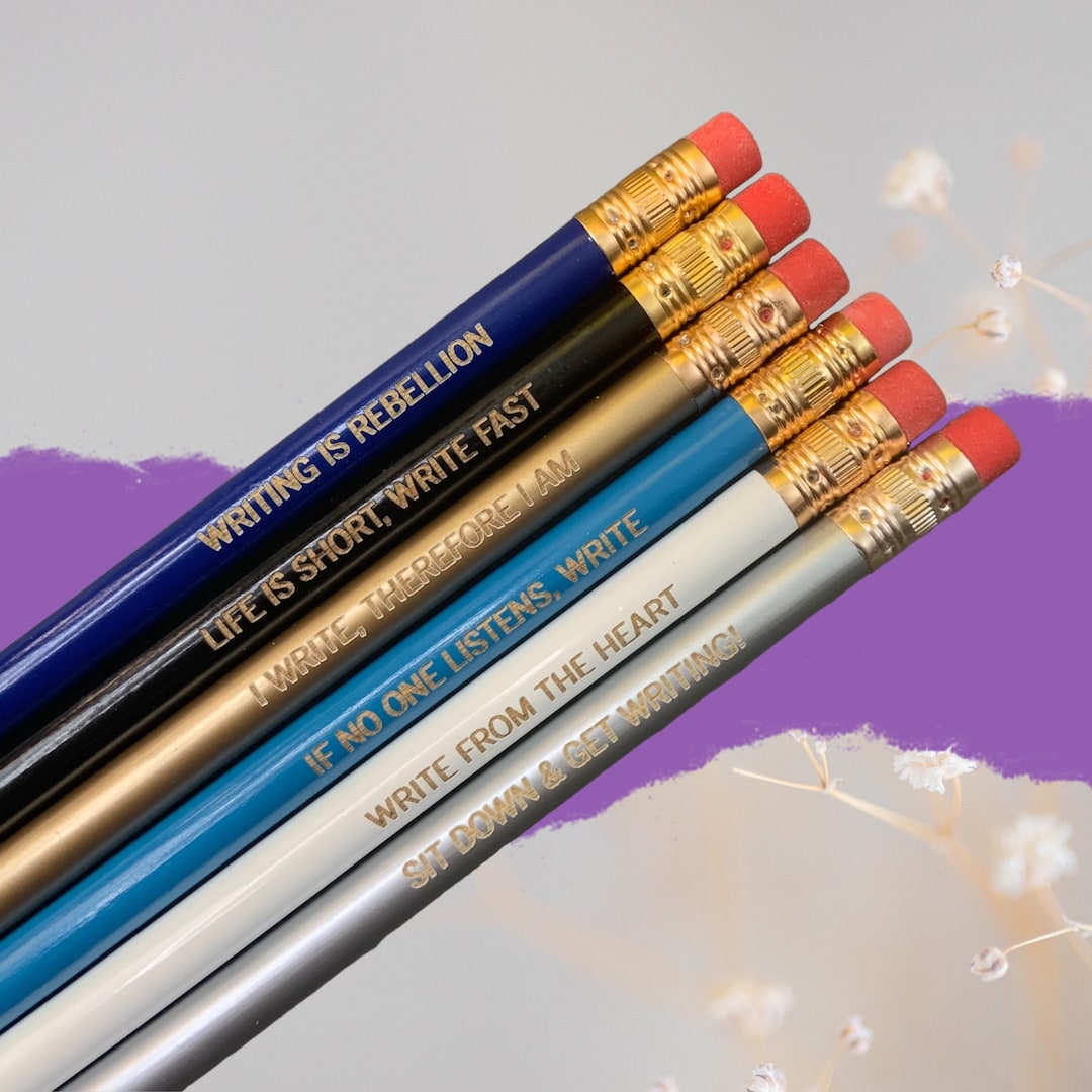 Engraved Writer Pencils: Motivational Gift Set of 6 - Etsy