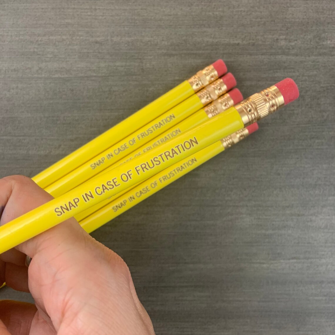 Snap in case of frustration Pencil set of in yellow. teacher | Etsy