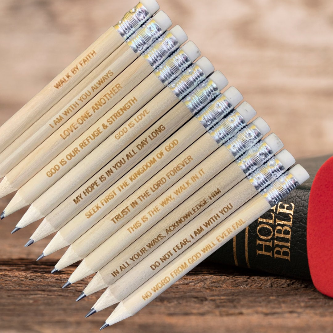 Engraved Bible Verse Mini Pencils: Christian Easter Gift, Set of 12 - Etsy