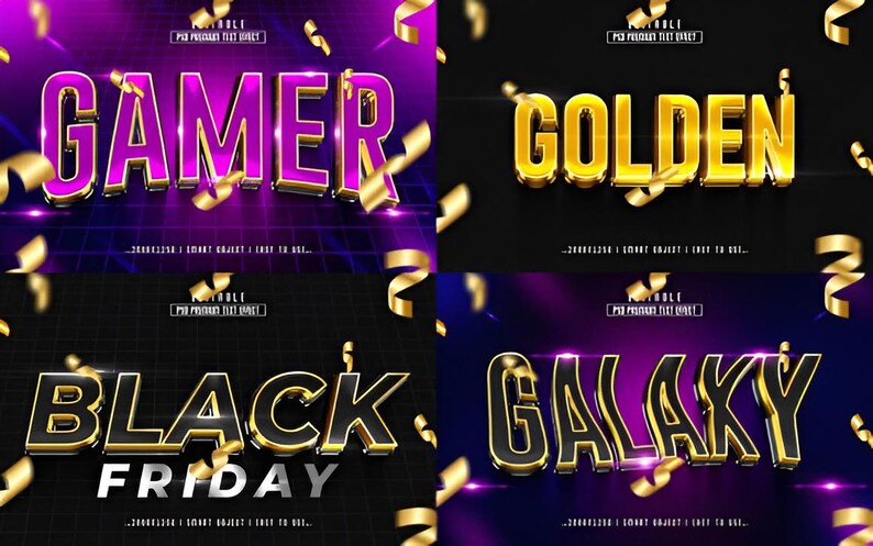 100+ Ultimate Photoshop 3D Text Effect Styles – Gold, Retro, Neon, Cinematic Styles (PSD) - Etsy