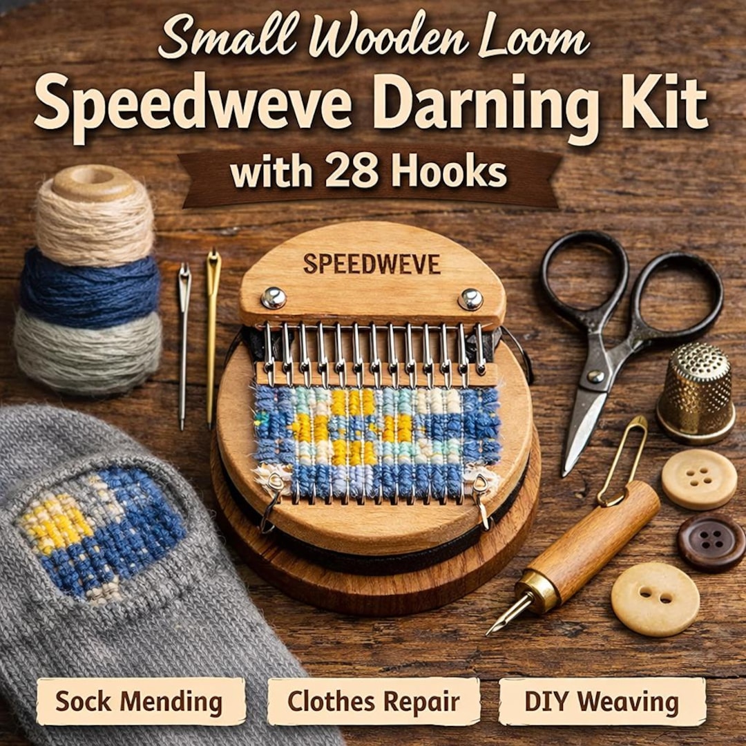 Handmade Speedweve Darning Loom Kit, Wooden Weaving Tool With 28 Hooks ...