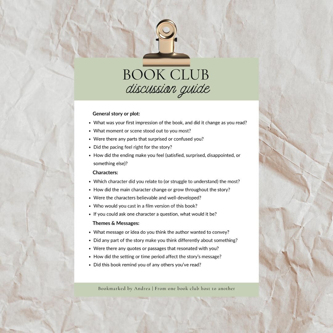 Book Club Discussion Guide | Editable Canva Template | Printable PDF - Etsy