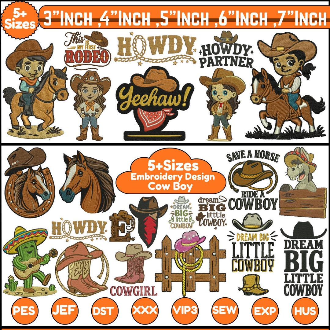 Western Cowboy Machine Embroidery Designs Cowboy Boot Embroidery ...