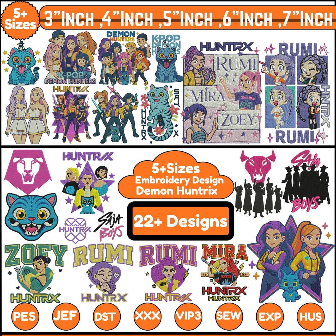Huntrix Girls Machine Embroidery Designs Bluey Tiger Hunters Embroidery ...