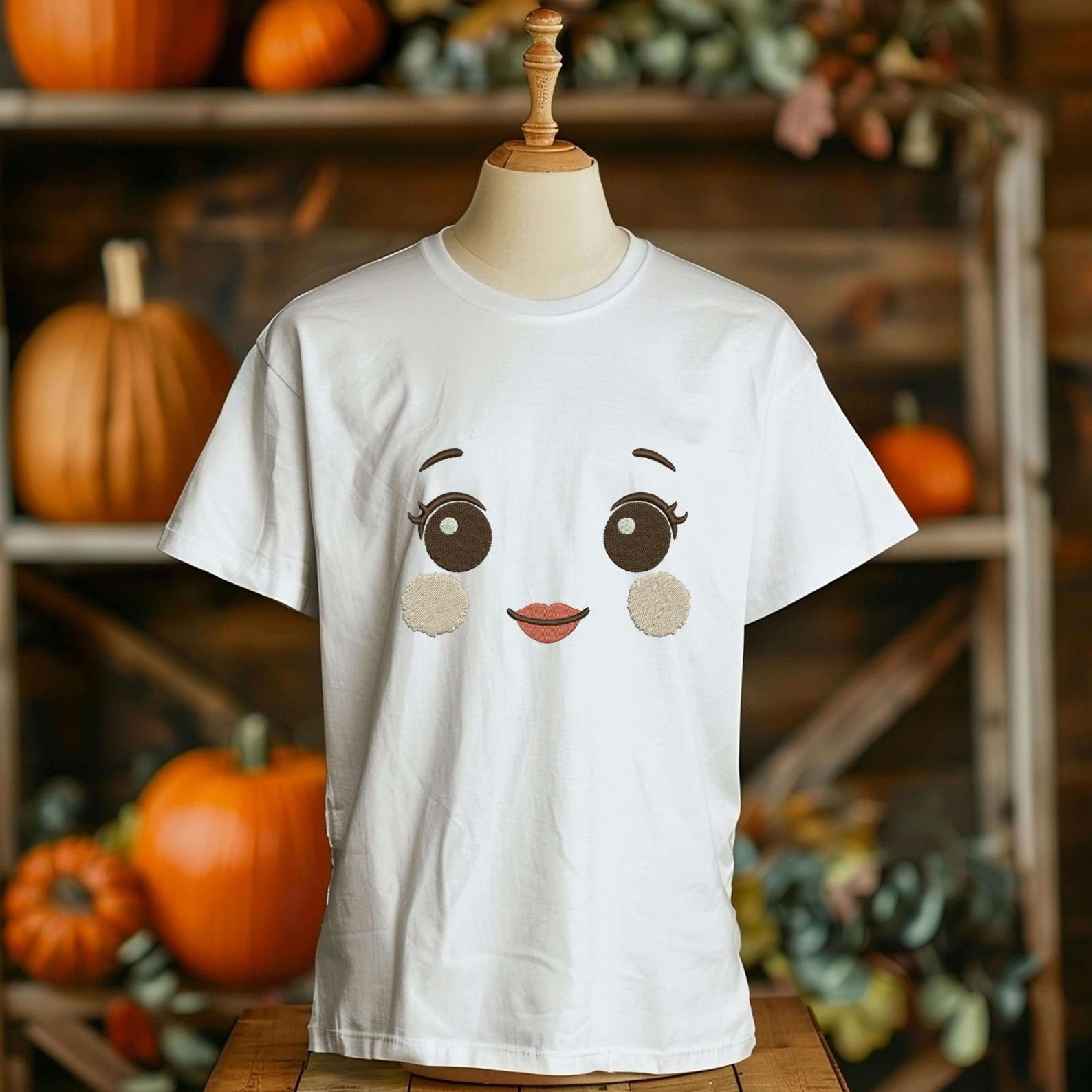 Doll Face Machine Embroidery Design Kawaii Character Embroidery Smiley ...