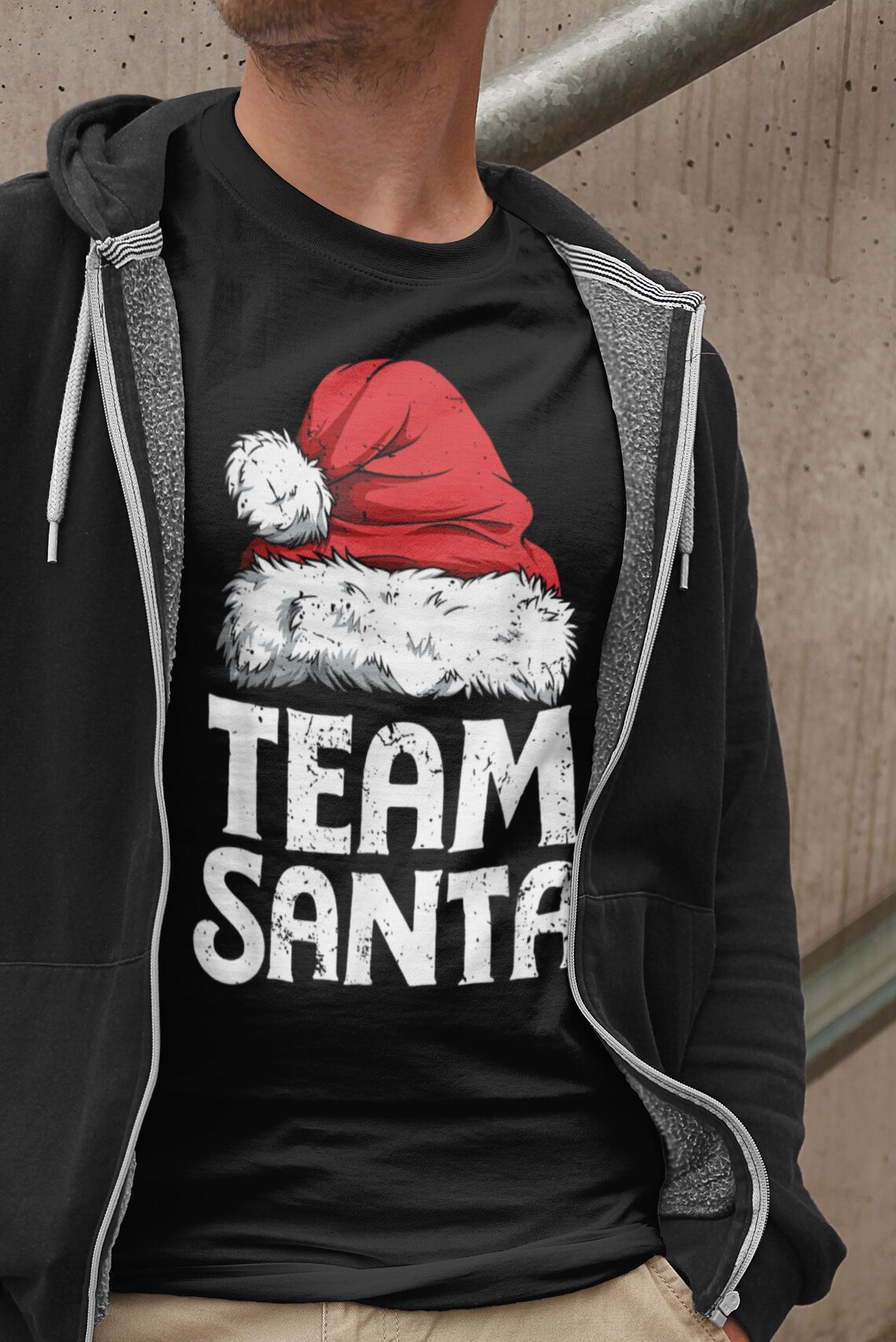 Team Santa PNG for Christmas , Distressed Santa Hat Graphic, Holiday T ...