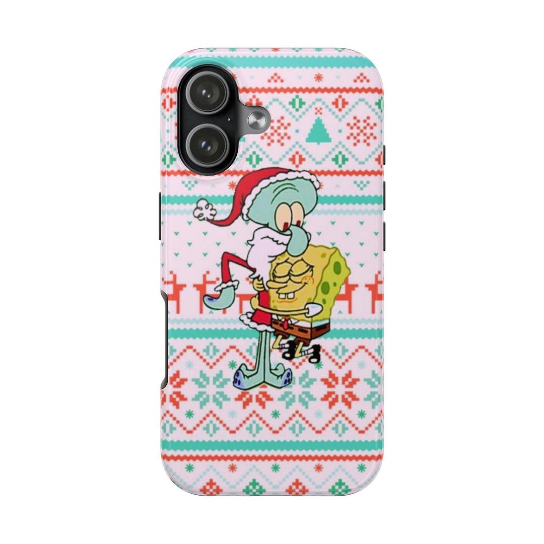 Spongebob & Squidward Christmas Phone Case | Tough Phone Case - Etsy