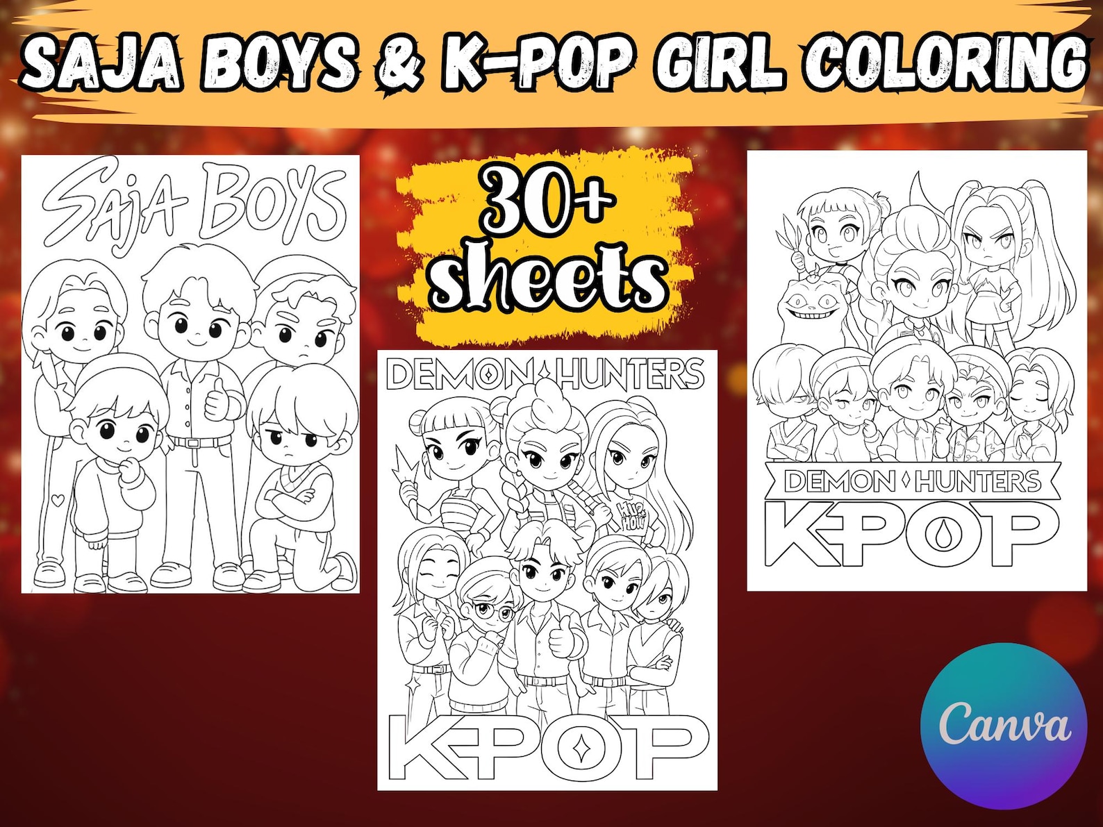 Demon Hunters K-pop Coloring Pages: Anime Saja Boys (digital Download ...
