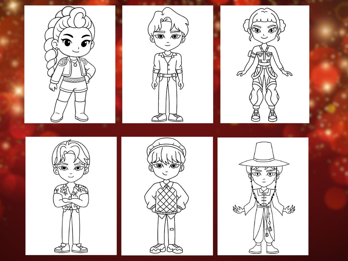 Demon Hunters K-pop Coloring Pages: Anime Saja Boys (digital Download ...