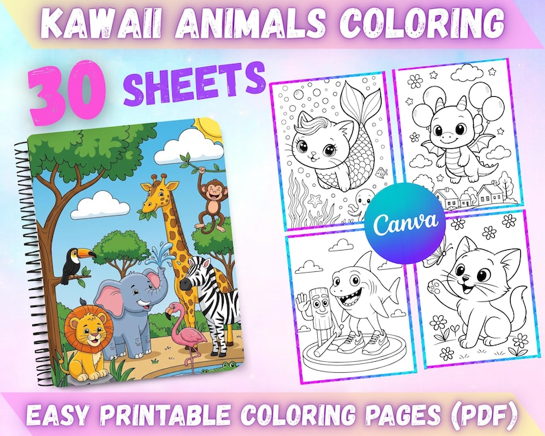 Animal Coloring Pages for Kids Printable | Easy Coloring Book for ...