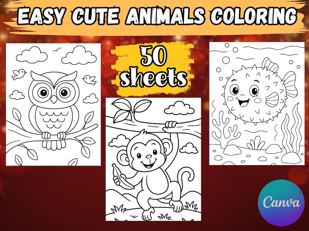 Animal Coloring Pages for Kids Printable | Easy Coloring Book for ...