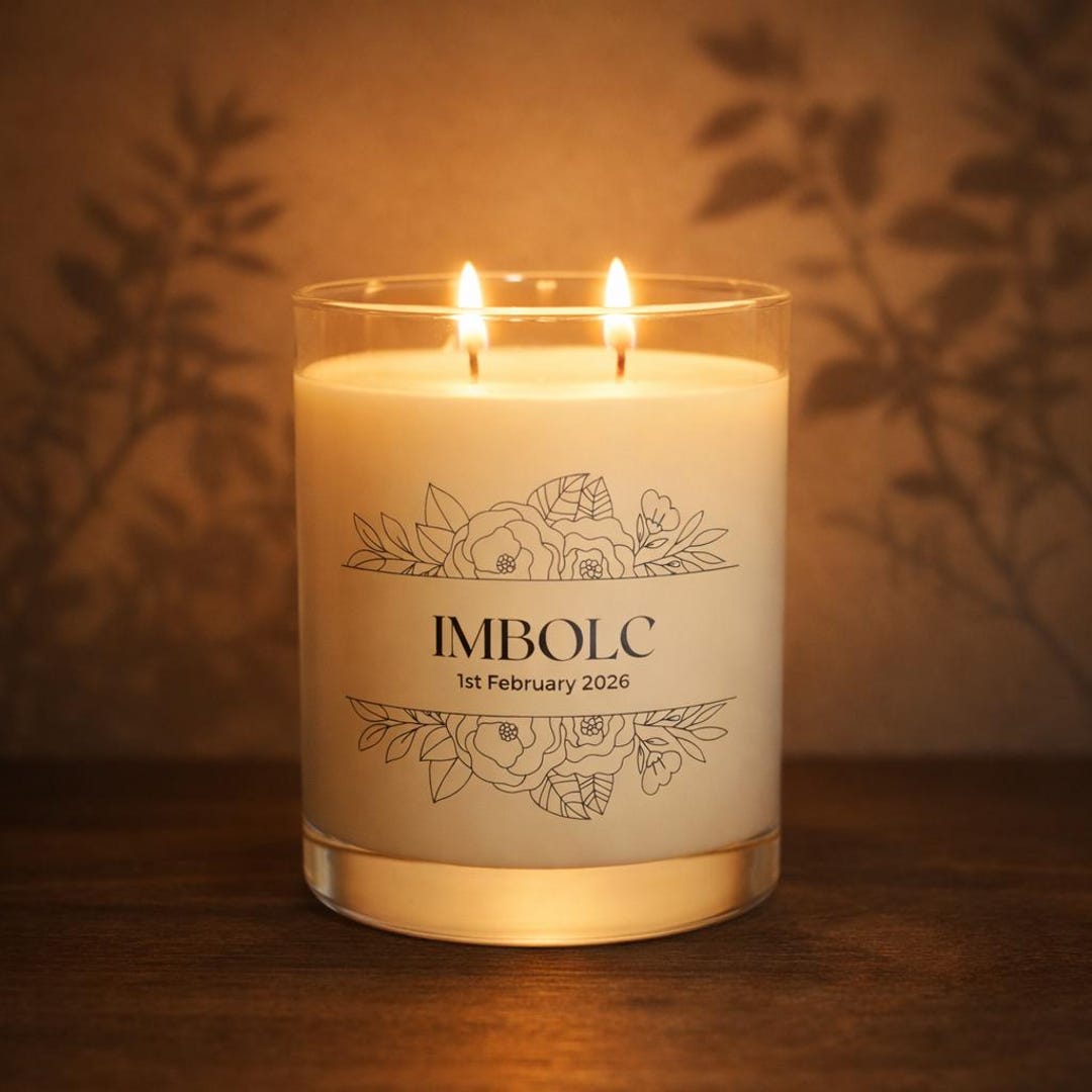 Imbolc Candle - Minted Lavender & Sage Soy Wax Candle - Wheel of the ...