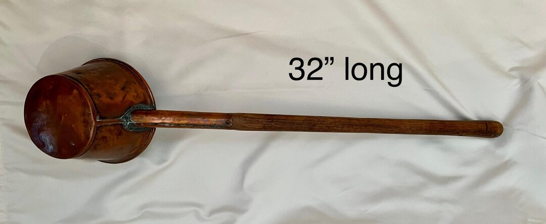 Antique Hand Wrought Copper Dipper With Oak Handle - Etsy