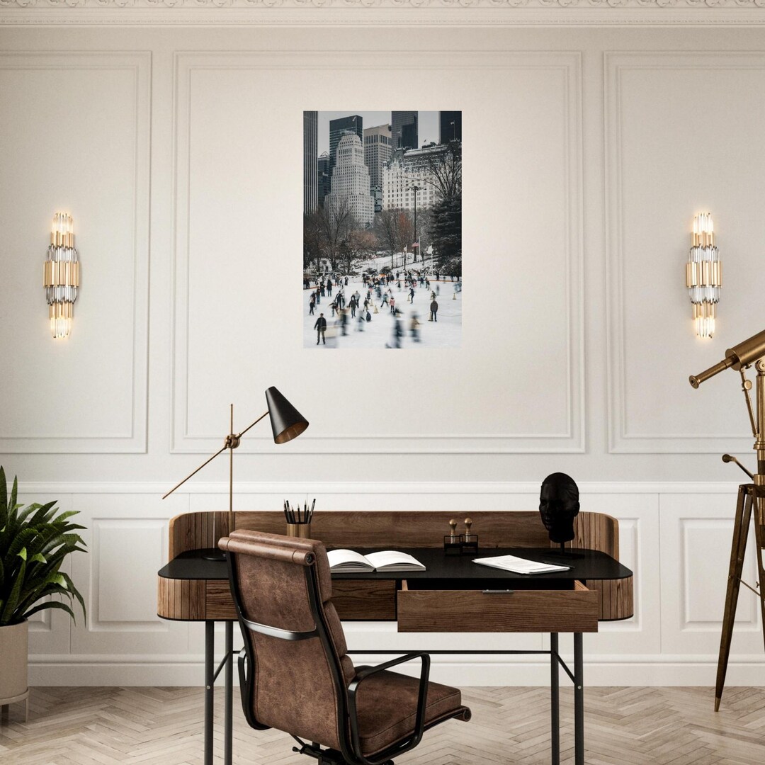 Central Park Ice Skaters Print – Winter NYC Photography – Snowy City ...