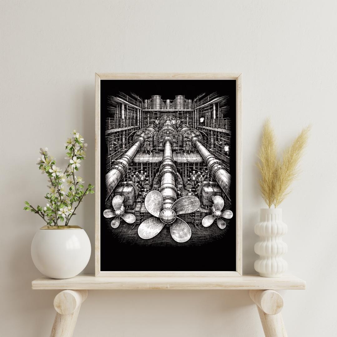 RMS Titanic Propeller System Blueprint | Ship Propulsion Diagram Poster ...