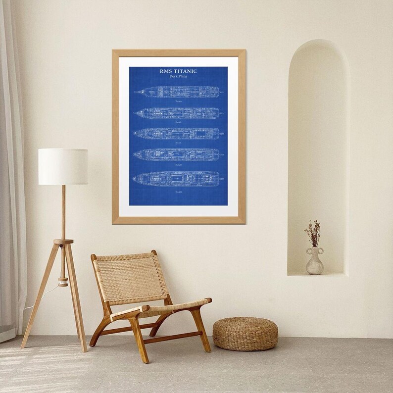 Titanic Deck Plan Blueprint | RMS Titanic Ship Layout Technical Poster ...