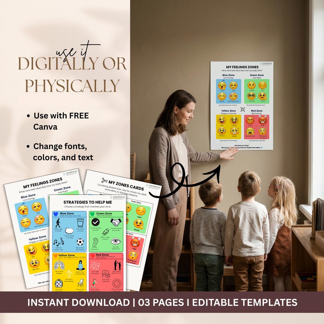 Zones of Regulation Chart Classroom | SEL Emotional Regulation Poster ...