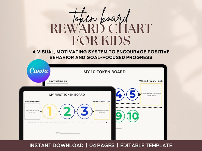 Token Board Reward Chart Printable PDF | Kids Visual Economy System for ...