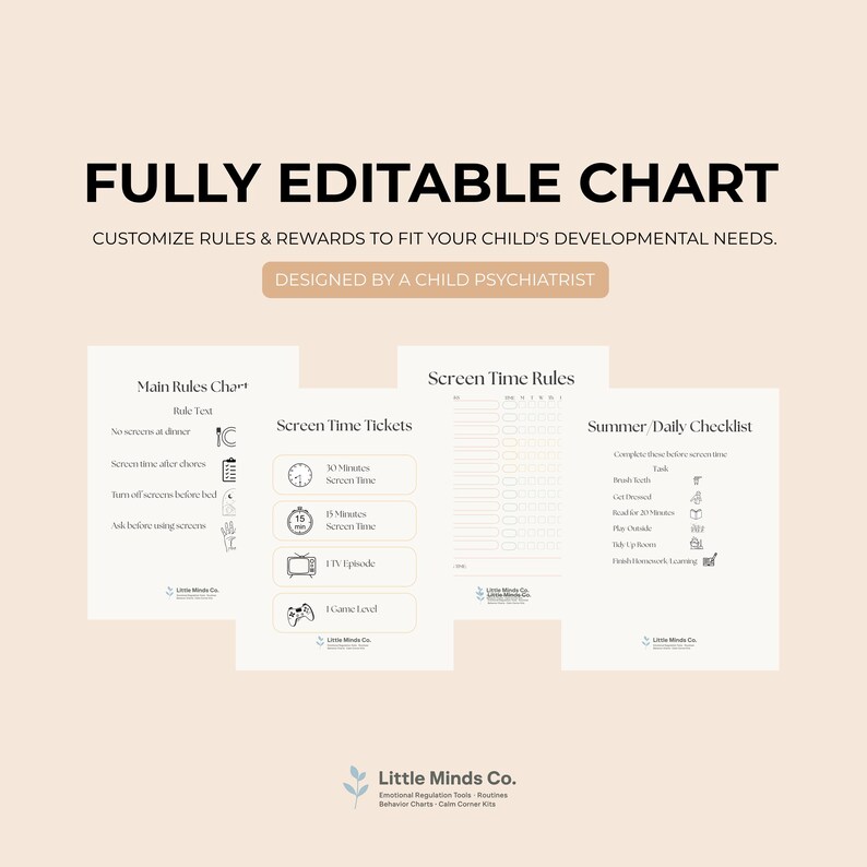 Screen Time Rules Chart | Kids Visual Schedule, ADHD Checklist (PDF ...