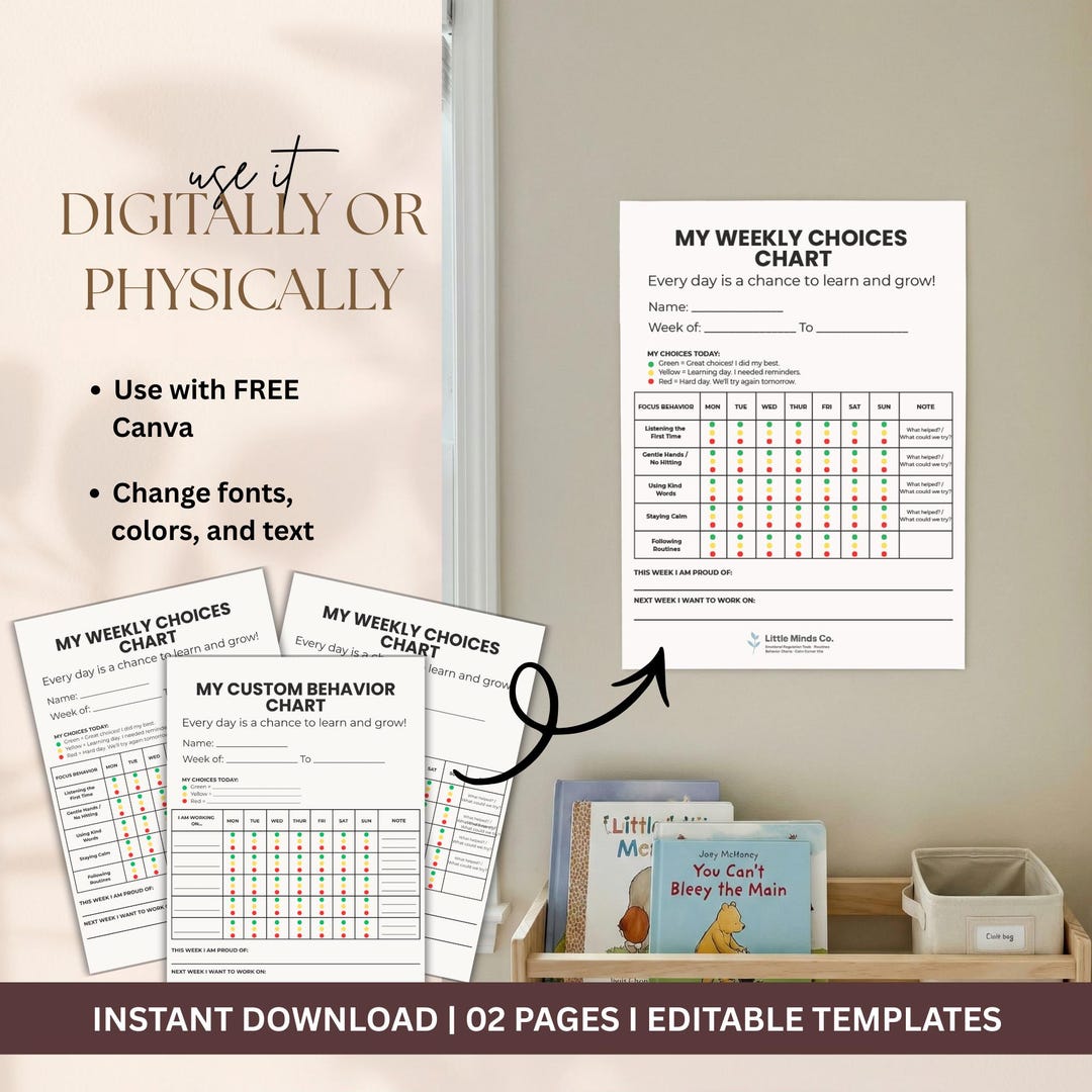 Kids Behavior Chart | Green Yellow Red System, Routine Tracker ...