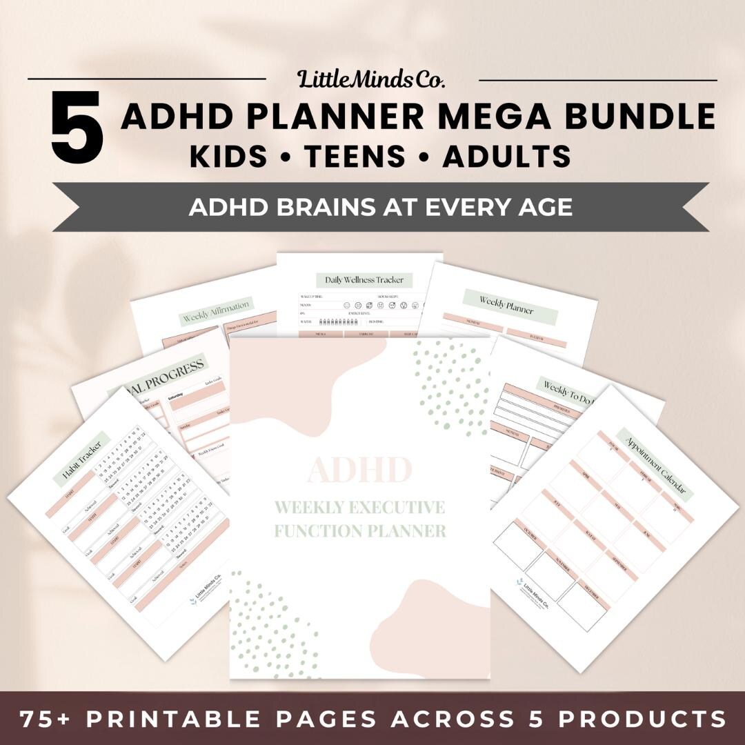 ADHD Planner Bundle | Kids, Teens, Adults, Executive Function (PDF ...