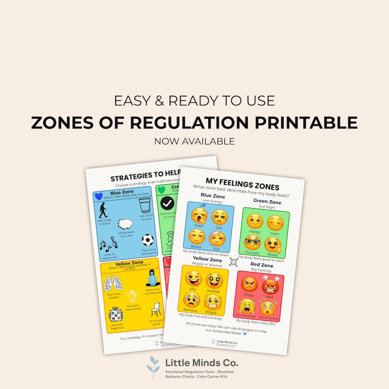 Zones of Regulation Chart Classroom | SEL Emotional Regulation Poster ...