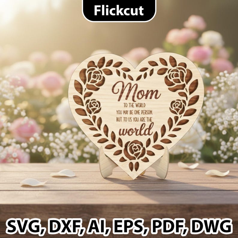 Floral Mom Heart Laser Cut File, Mother's Day SVG, Mother's Day Gift ...