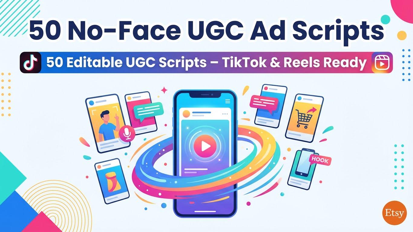 UGC Creator Script Template - 50 No-face Ads - Tiktok Reels Planner ...