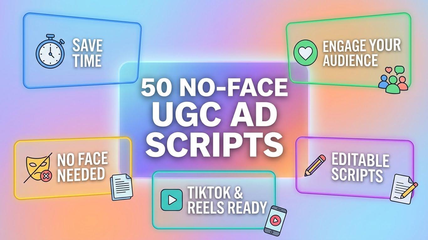 UGC Creator Script Template - 50 No-face Ads - Tiktok Reels Planner ...