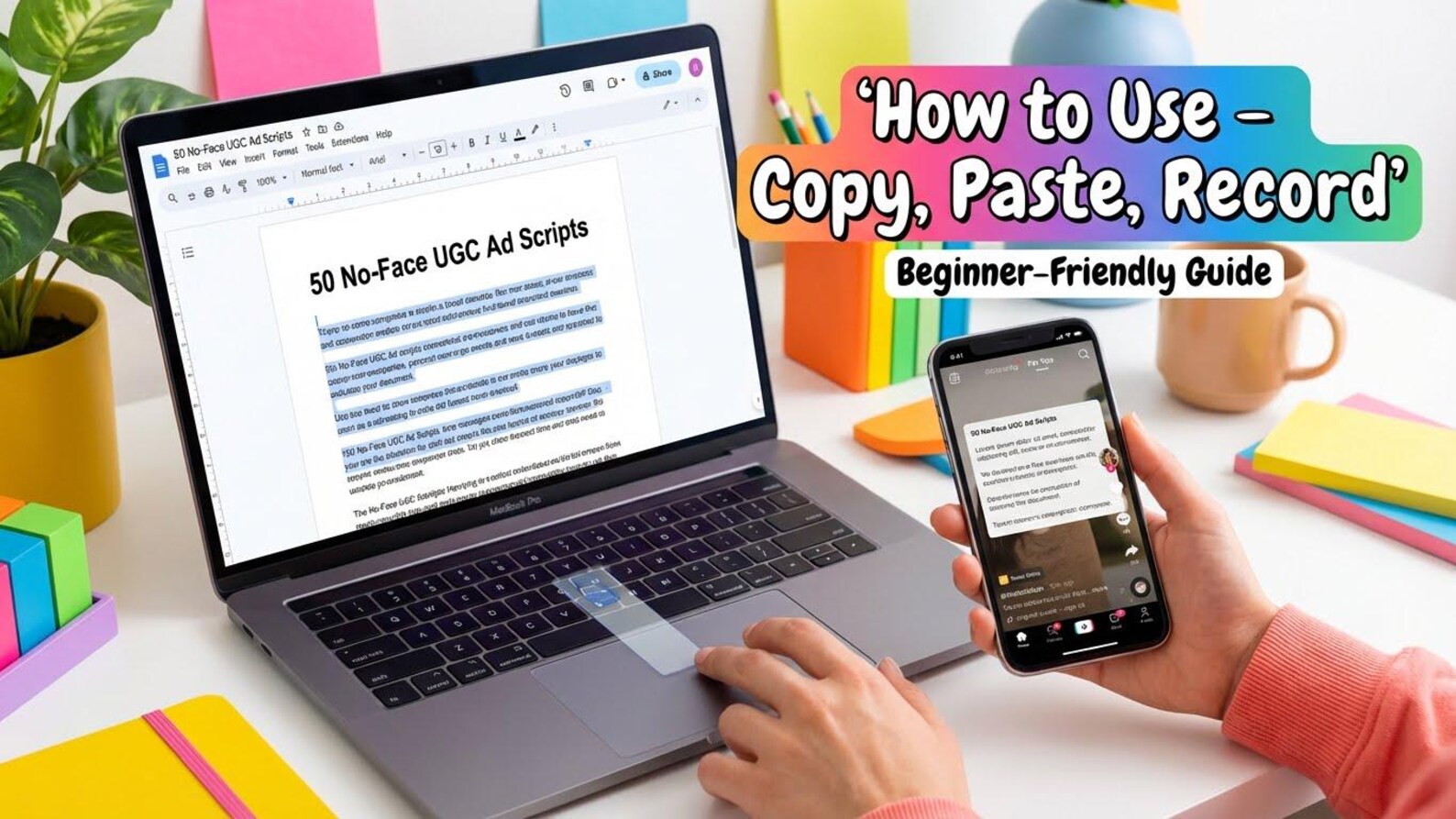 UGC Creator Script Template - 50 No-face Ads - Tiktok Reels Planner ...