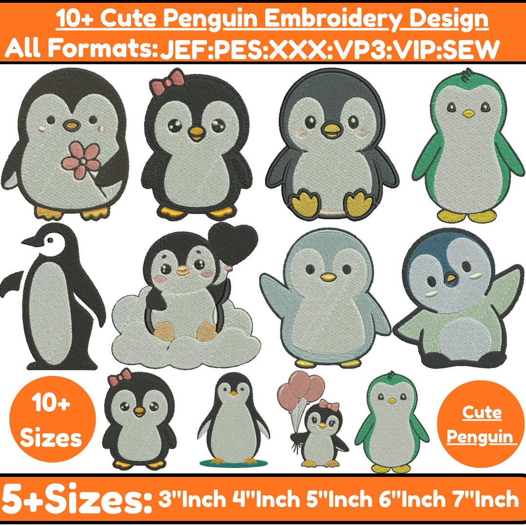 Cute Penguin Machine Embroidery Designs Mini Penguin Embroidery File ...