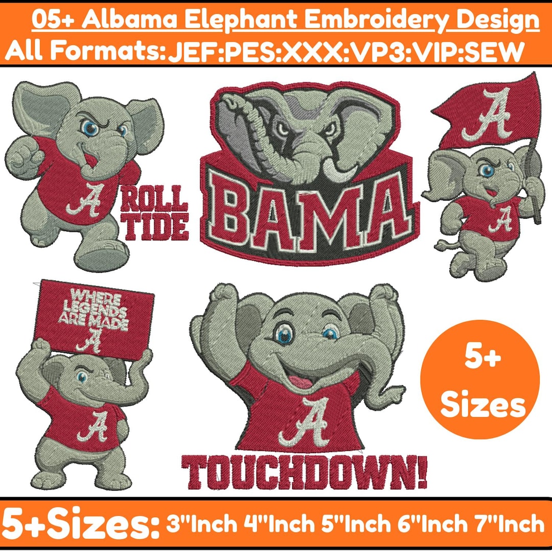 Alabama Machine Embroidery Designs Football Alabama Embroidery Elephant ...
