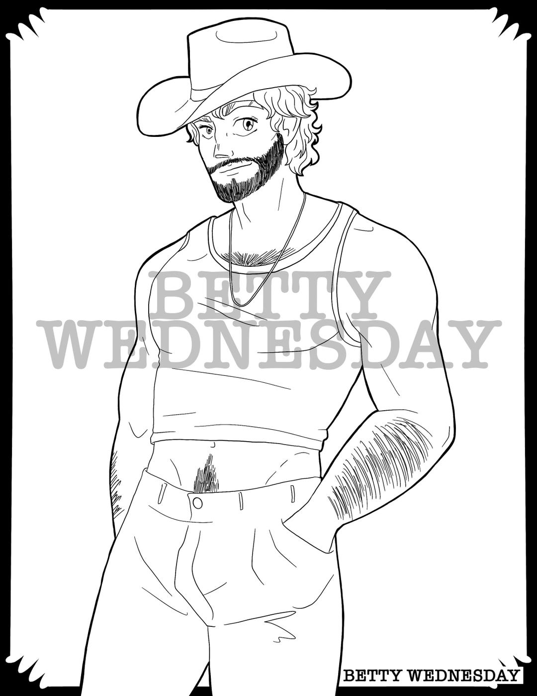 Crop Top Boys Coloring Page Series - Cowboy - Etsy