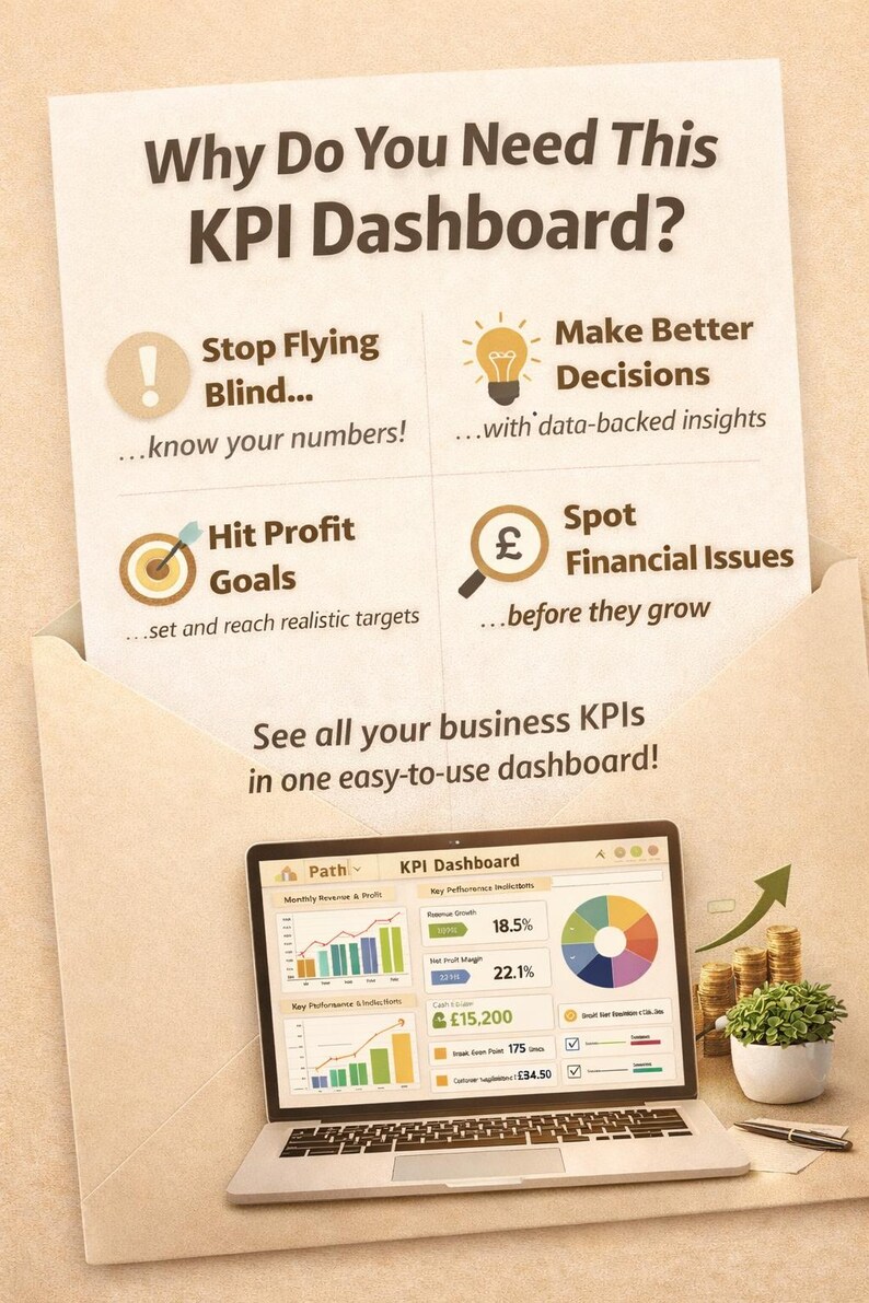 Business KPI Dashboard Excel Template | Financial Performance Tracker ...