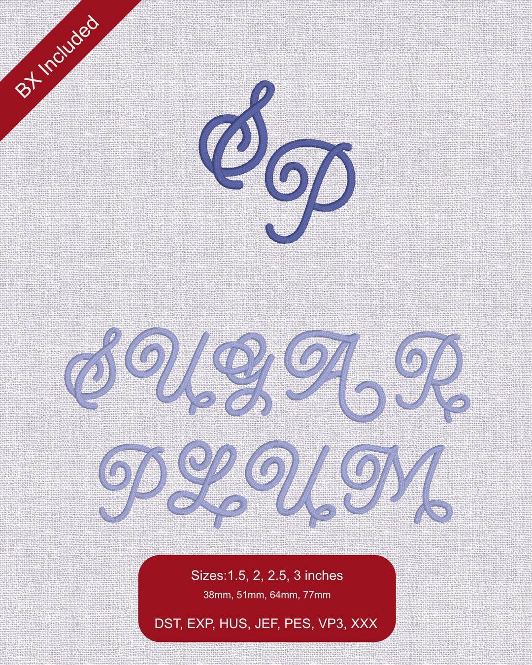 Sugarplum – Curly Script Monogram Embroidery Font - Etsy