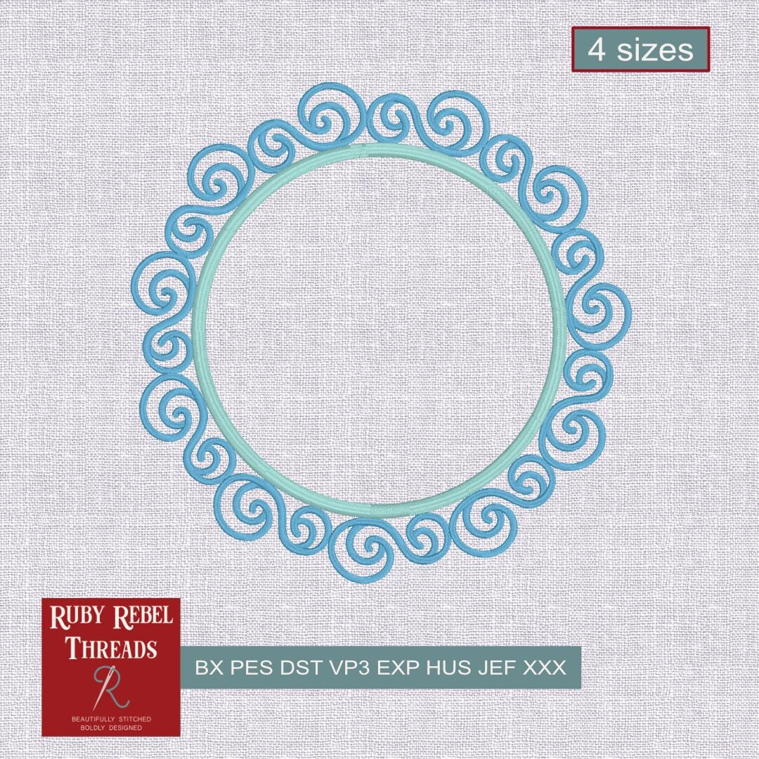 Swirl Circle Frame – Decorative Embroidery Design - Etsy