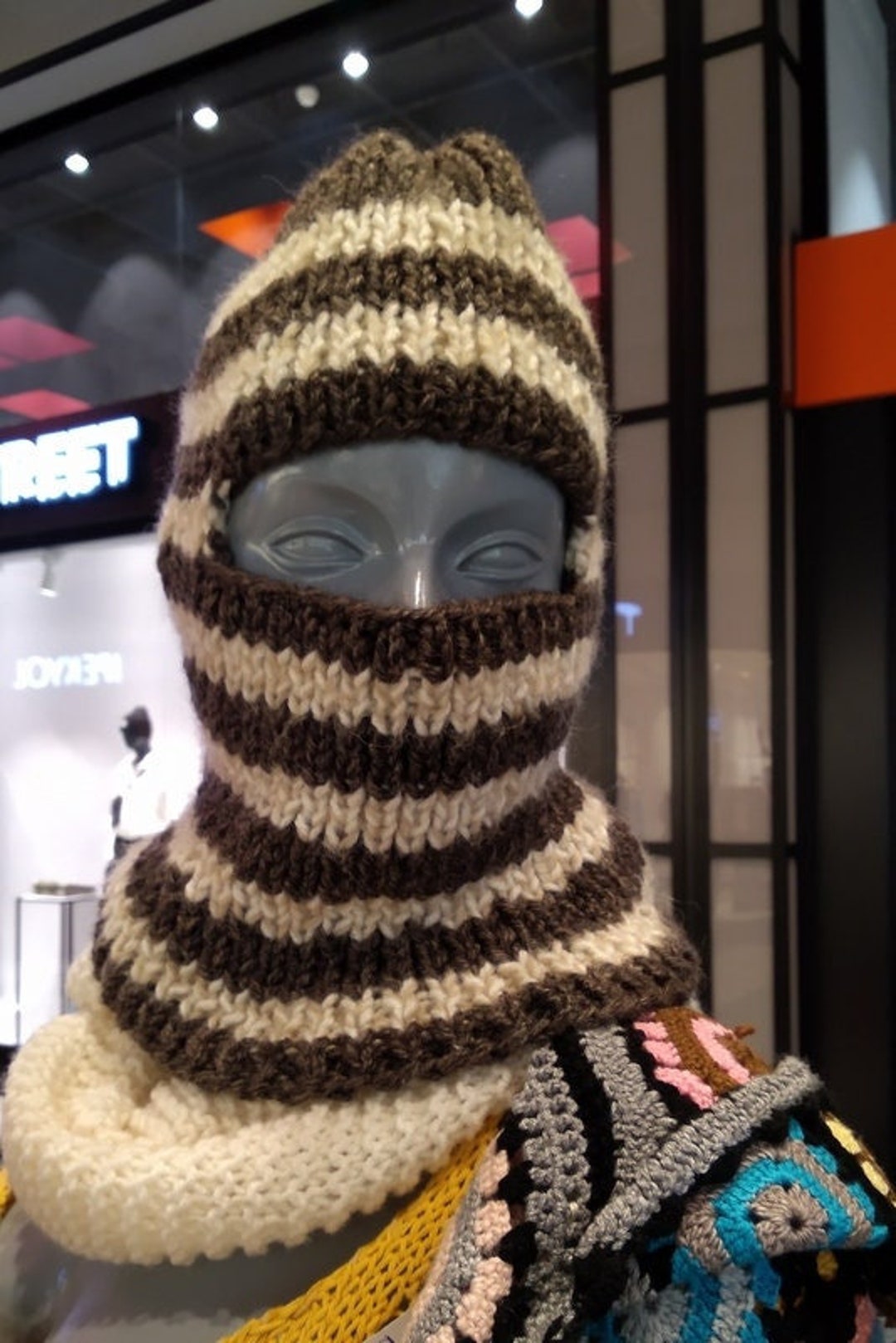 Wool Ski Mask Striped Balaclavas Adult Womens and Men Size, Warm Winter ...