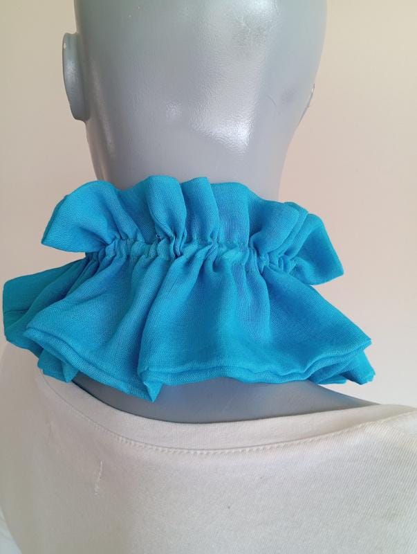 Victorian Style Frilly Blue Collar, Women's Ruffle Neck Ruff, Handmade ...