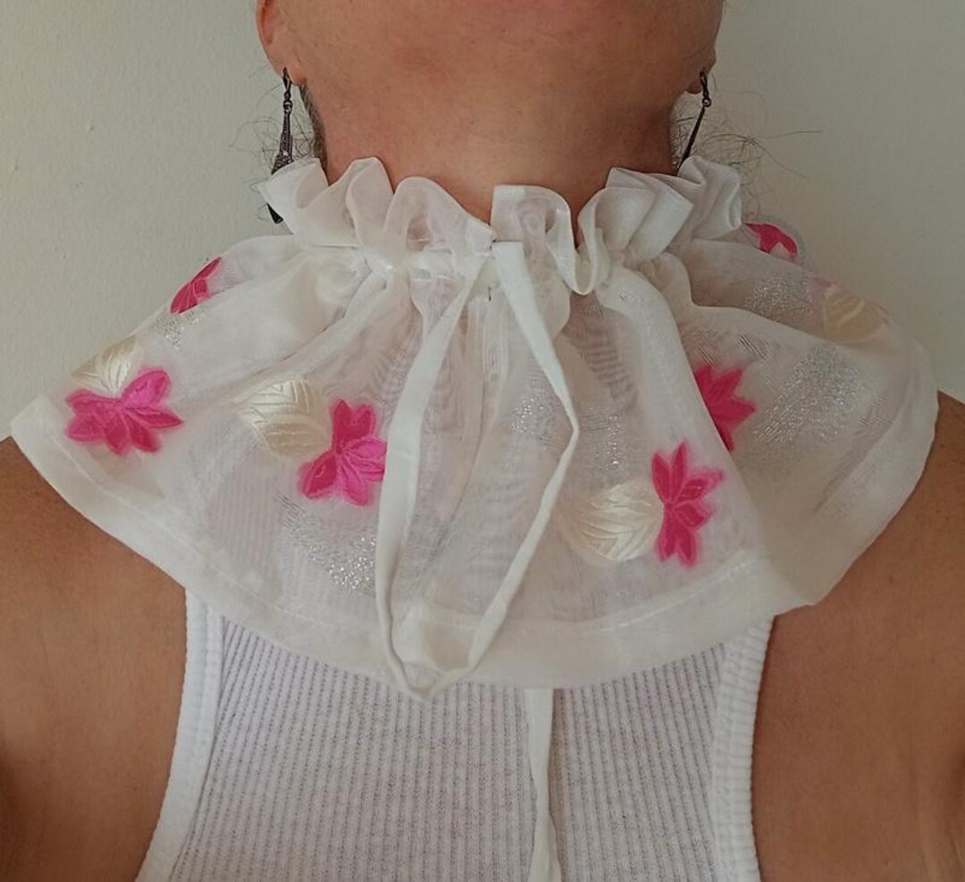 Collar White Tulle Ruffle Collar, Ruffle Neck Accessory, Ruffle Clown ...