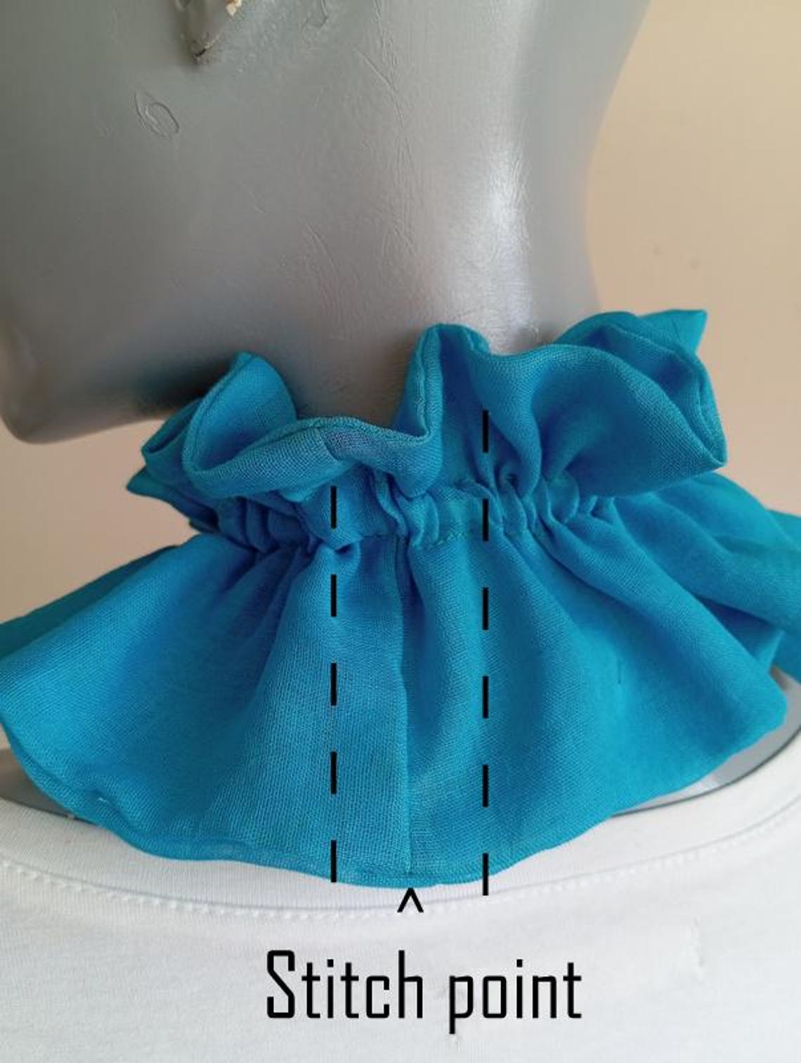 Victorian Style Frilly Blue Collar, Women's Ruffle Neck Ruff, Handmade ...