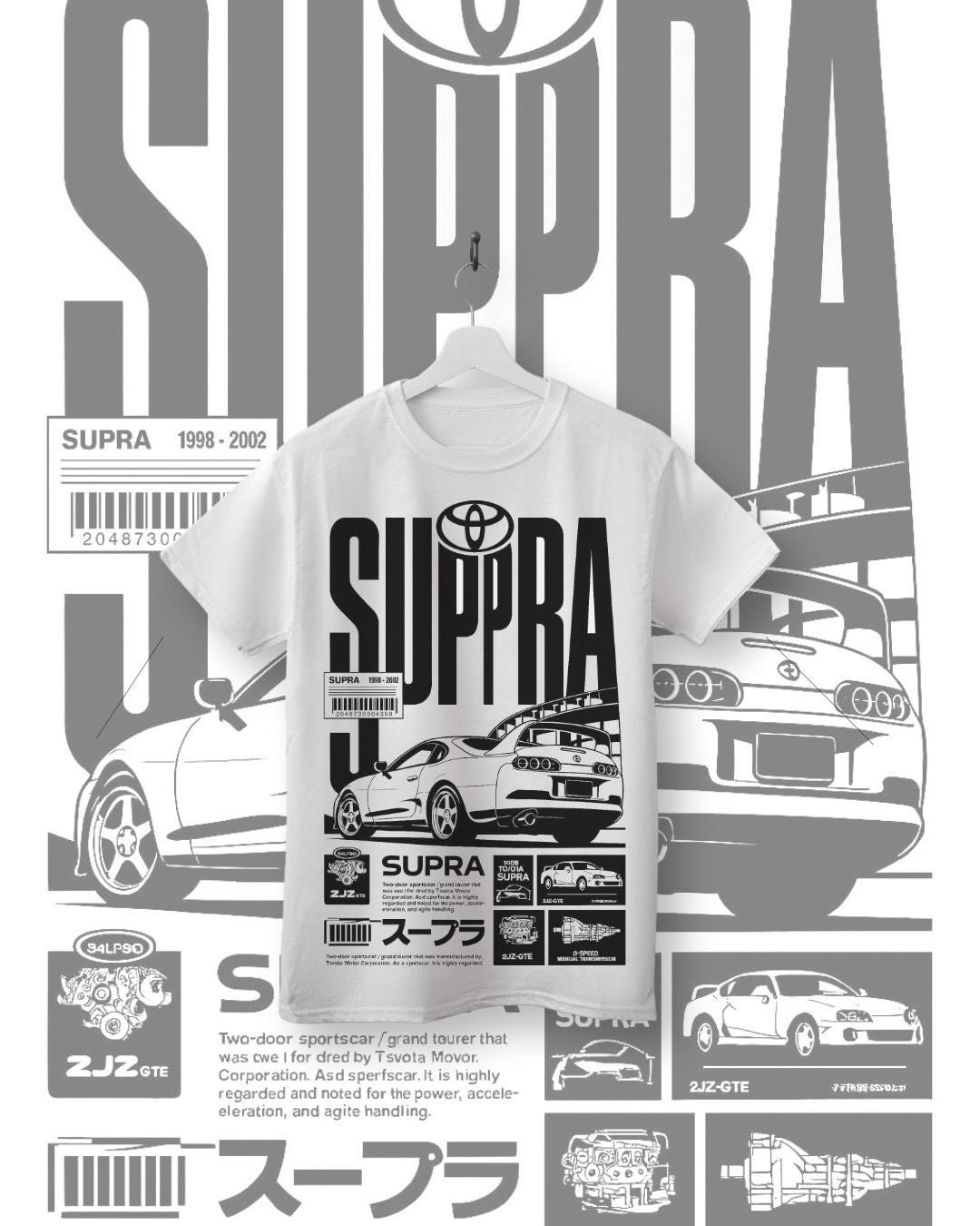 Toyota Supra JDM Car Design SVG PNG | Streetwear Hoodie Graphic | Style ...