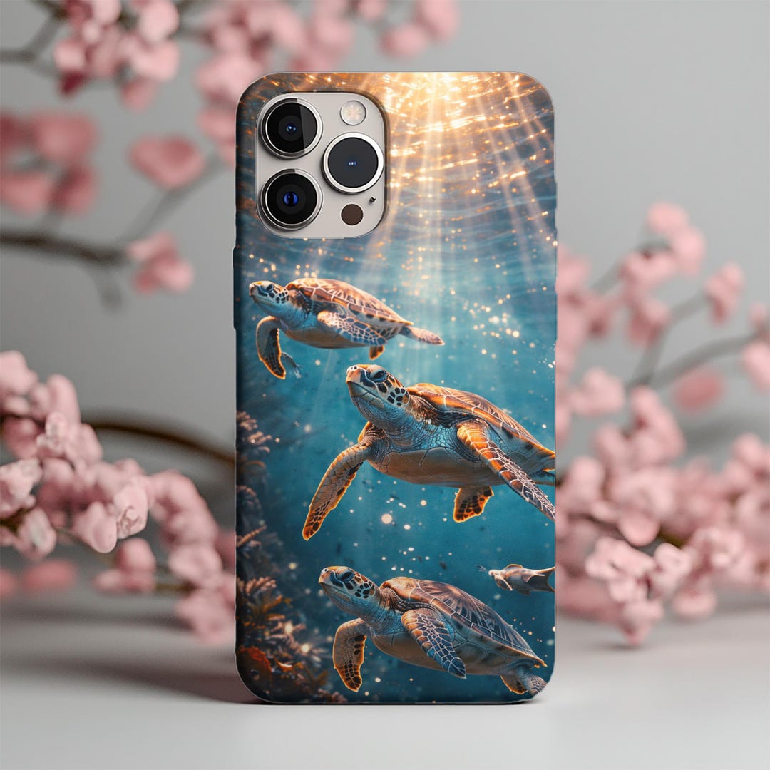 Sea Turtle Phone Case, Ocean Marine Life Art, Sunlit Underwater ...