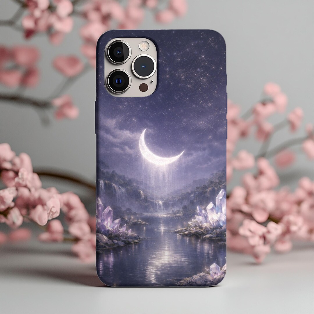 ACOTAR Moon Fantasy Phone Case, Night Court Crescent Moon Crystal Lake ...