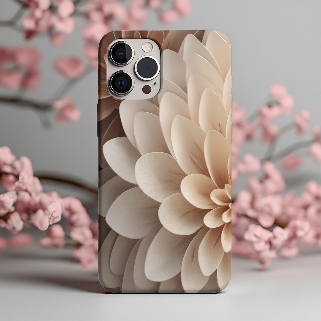 Bohemian Floral Phone Case, Neutral Beige Brown 3D Paper Flowers ...