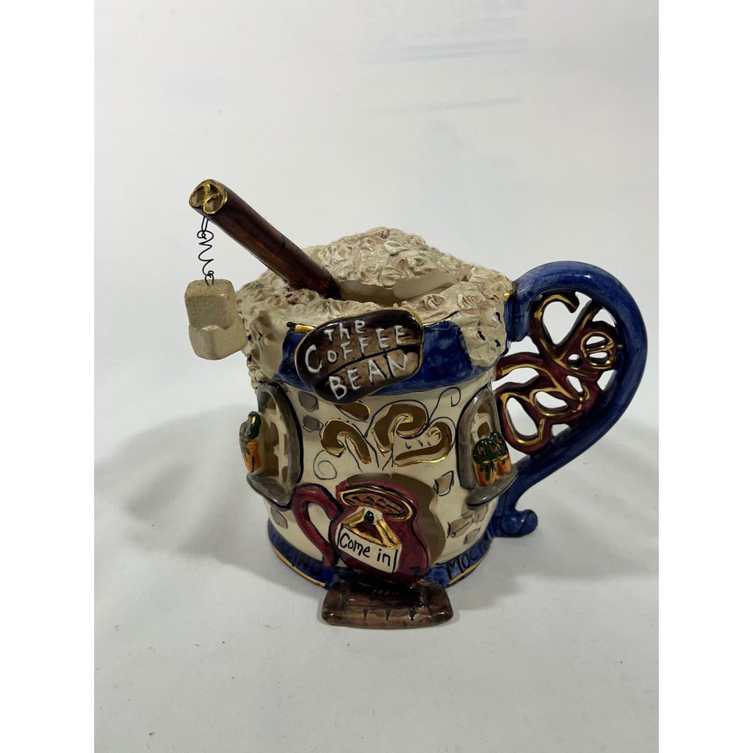 Vintage Blue Sky Corp 2001 Coffee Bean Mug House Tealight Holder ...